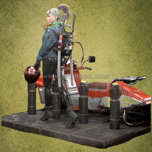 Cyberpunk Girl And Motorcycle STL File - Stlplaza.com