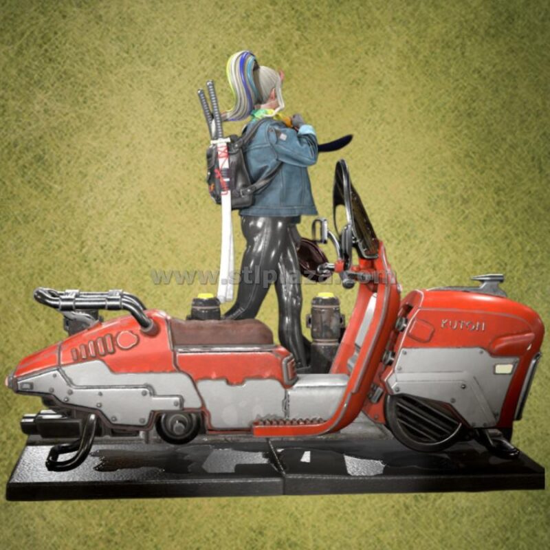 Cyberpunk Girl And Motorcycle STL File - Stlplaza.com