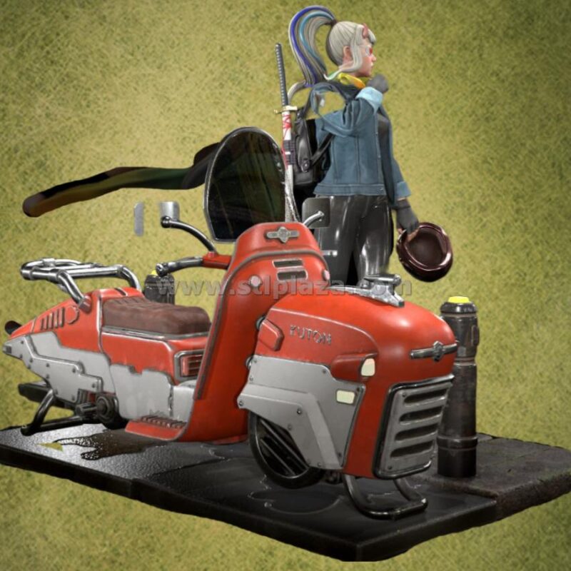 Cyberpunk Girl And Motorcycle STL File - Stlplaza.com